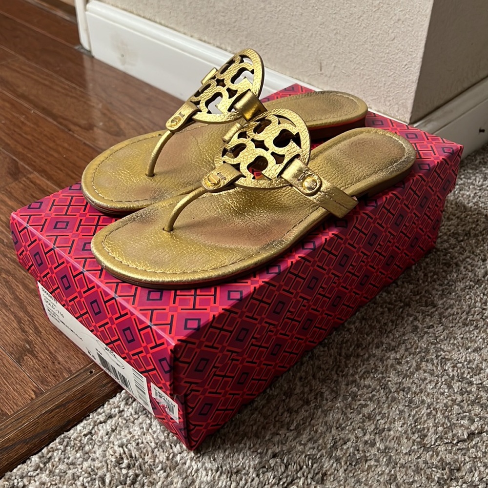Tory Burch Miller Gold Tumbled Metallic Leather - Gem